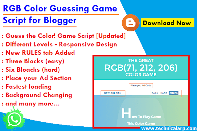 Rgb Color Guessing Game Script For Blogger ~ Technical Arp