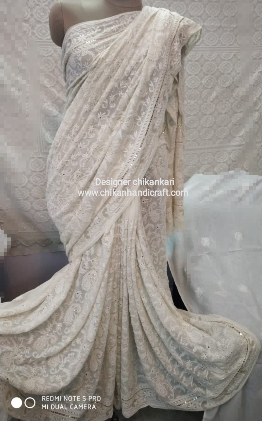 Lucknowi Chikankari Anarkali, Lucknowi Chikankari Saree, Lucknowi ...