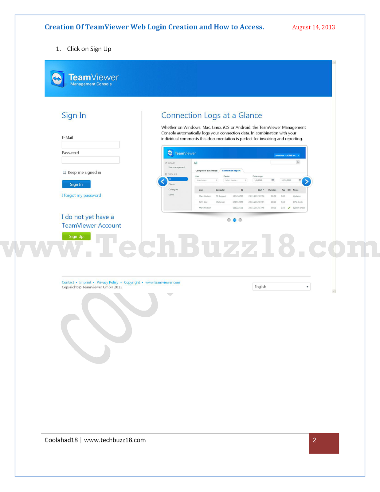 TEAMVIEWER WEB LOGIN CREATION ~ IT HELPDESK - SITE ENGINEER