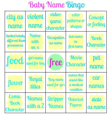Sweet Serendipity: Baby Name Bingo