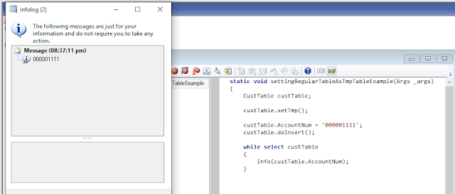 Setting Regular Table as Temporary Table in Ax 2012.