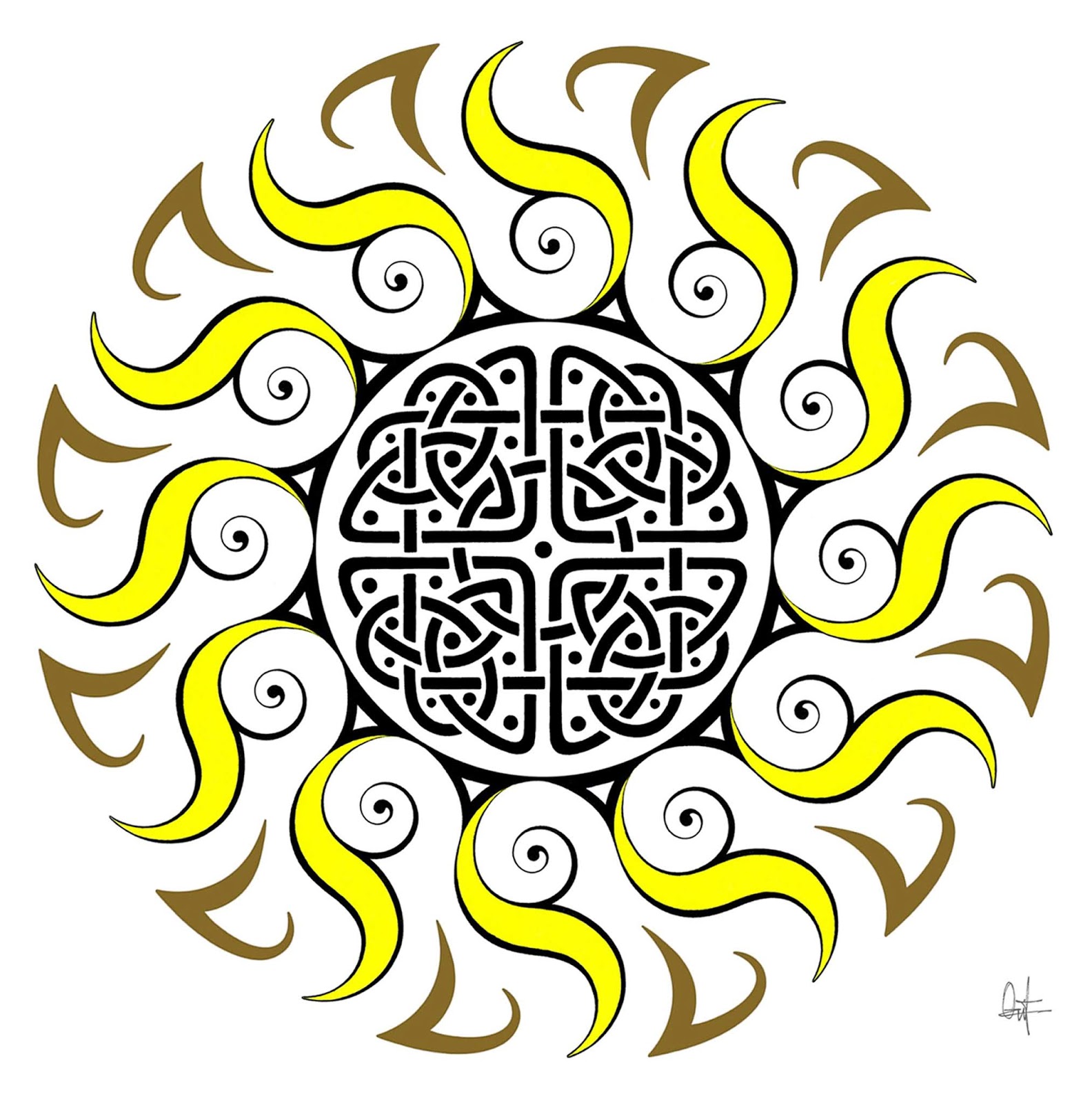 Arabesko: Diseño de arabesco decorativo en forma de mandala. Sol celta ...