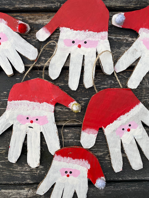 Polka-Dotty Place: DIY Santa Hand Print Ornaments