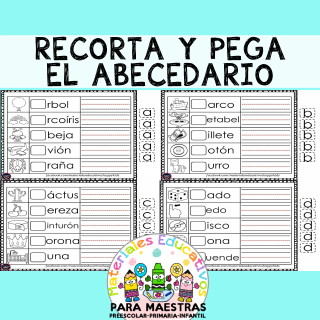 Recorta y Pega el Abecedario | Materiales Educativos para Maestras