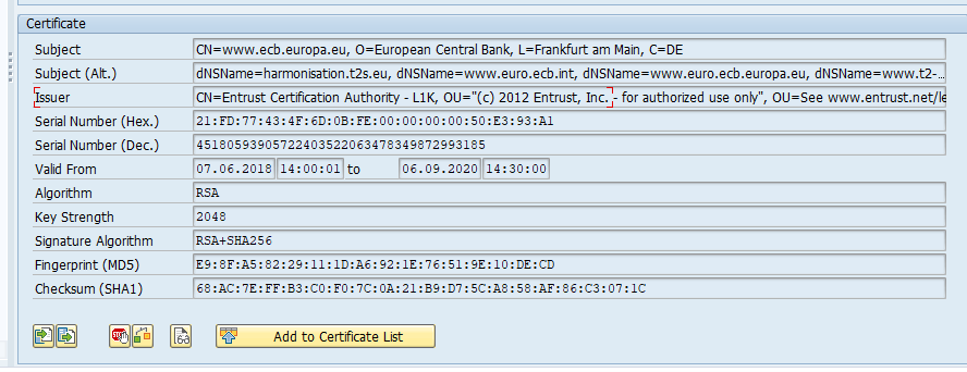 SAP ABAP Central: Adding Website Public Certificates to ABAP Stack