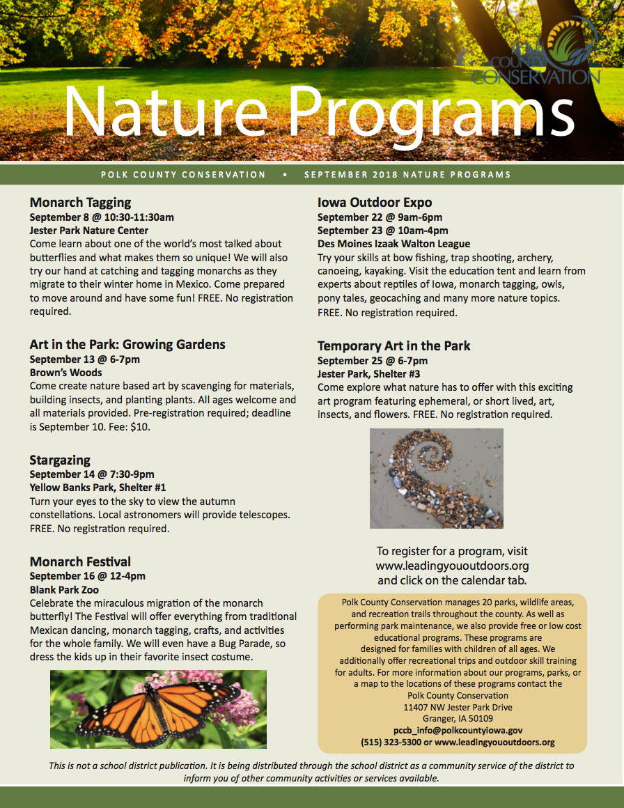 Middle School: Polk Co. Conservation Nature Programs