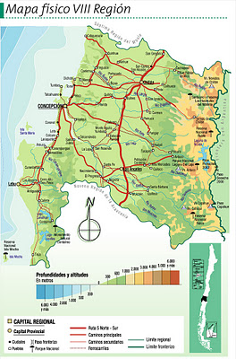 VIII Region del bio-bio: Mapa físico de la Región del Bío Bío