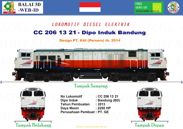 [2D] Lokomotif CC 206 13 21 Design PT. KAI Tahun 2014 - Balai 3D