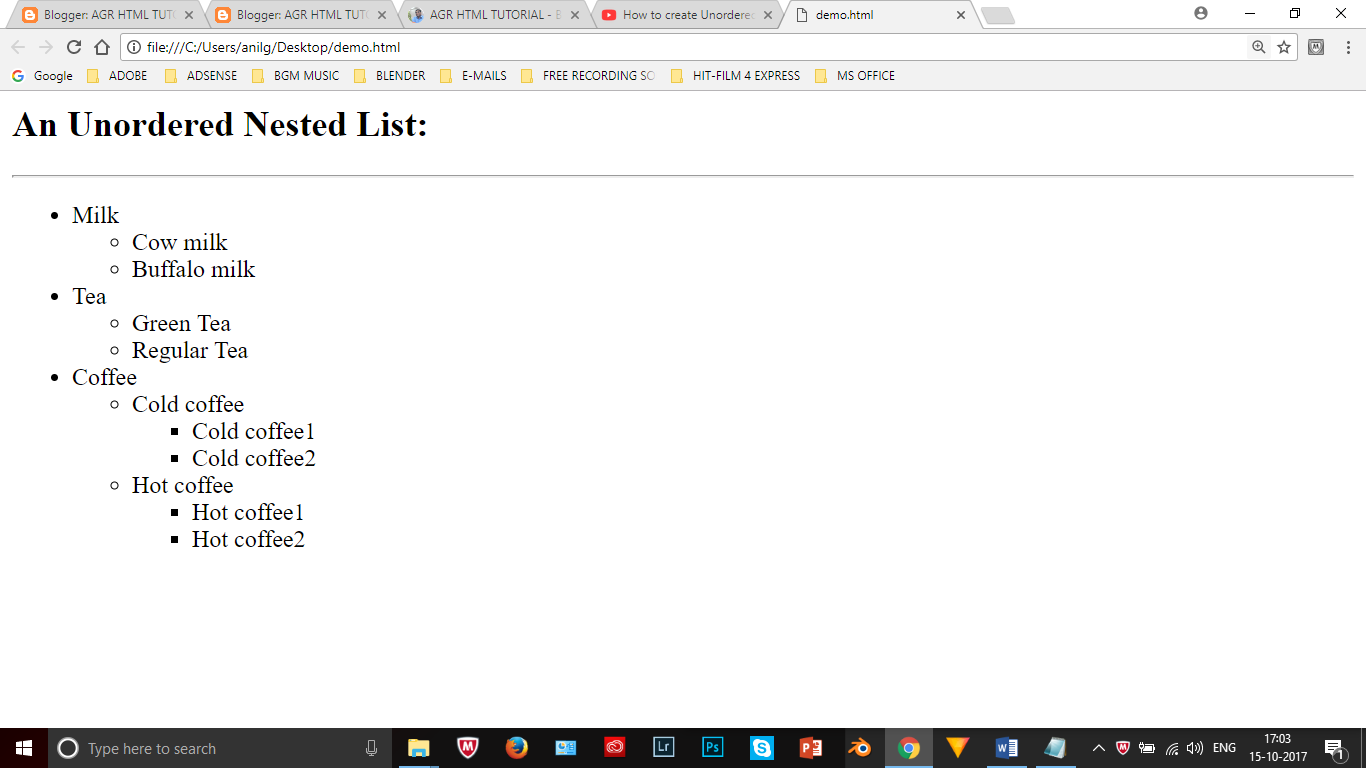 HTML AGR Blog CLASS 8 HOW TO CREATE UN ORDERED LIST OR BULLET LIST NESTED LIST IN HTML HTML AGR Blog CLASS 8 HOW TO CREATE UN ORDERED LIST OR BULLET LIST NESTED LIST IN HTML