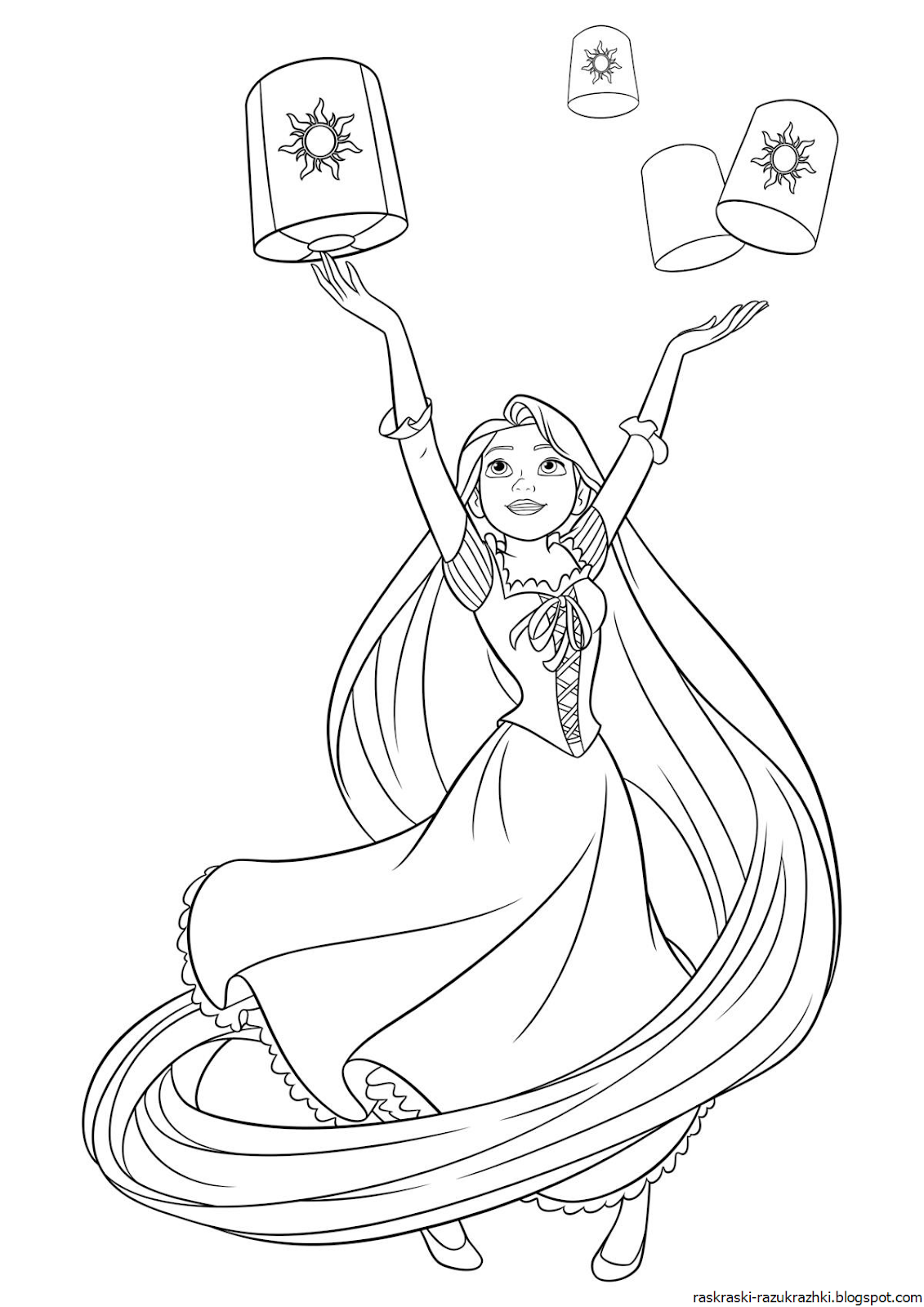 Раскраска Рапунцель Распечатать