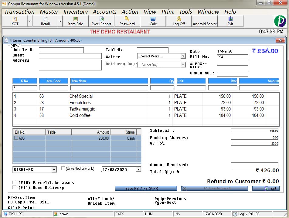 Restaurant Billing Software for Windows