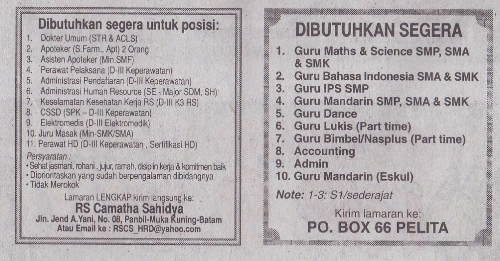 IKLAN BATAM POS