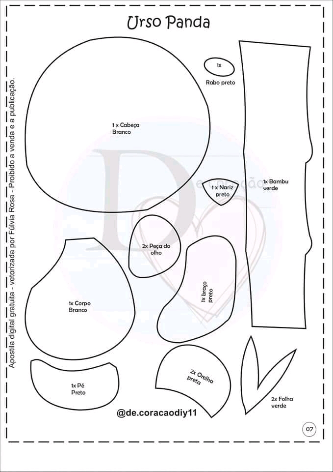 Molde urso panda para imprimir | Molde para imprimir