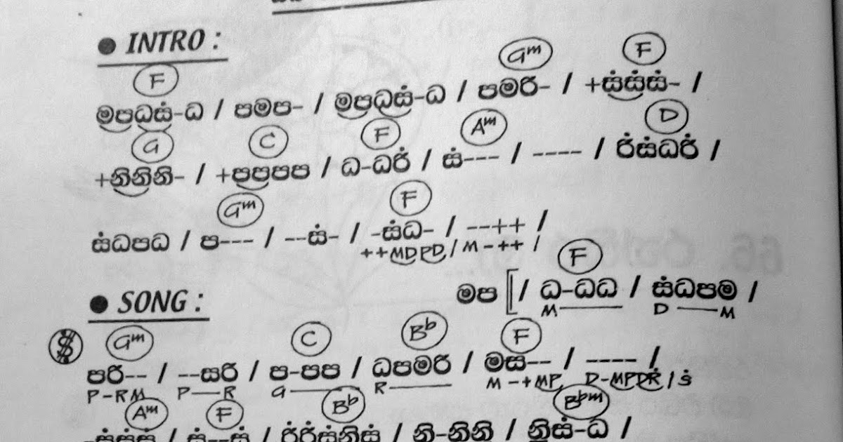 Sinhala Notation , Sinhala Piano Notes , Sinhala Keyboard Notations
