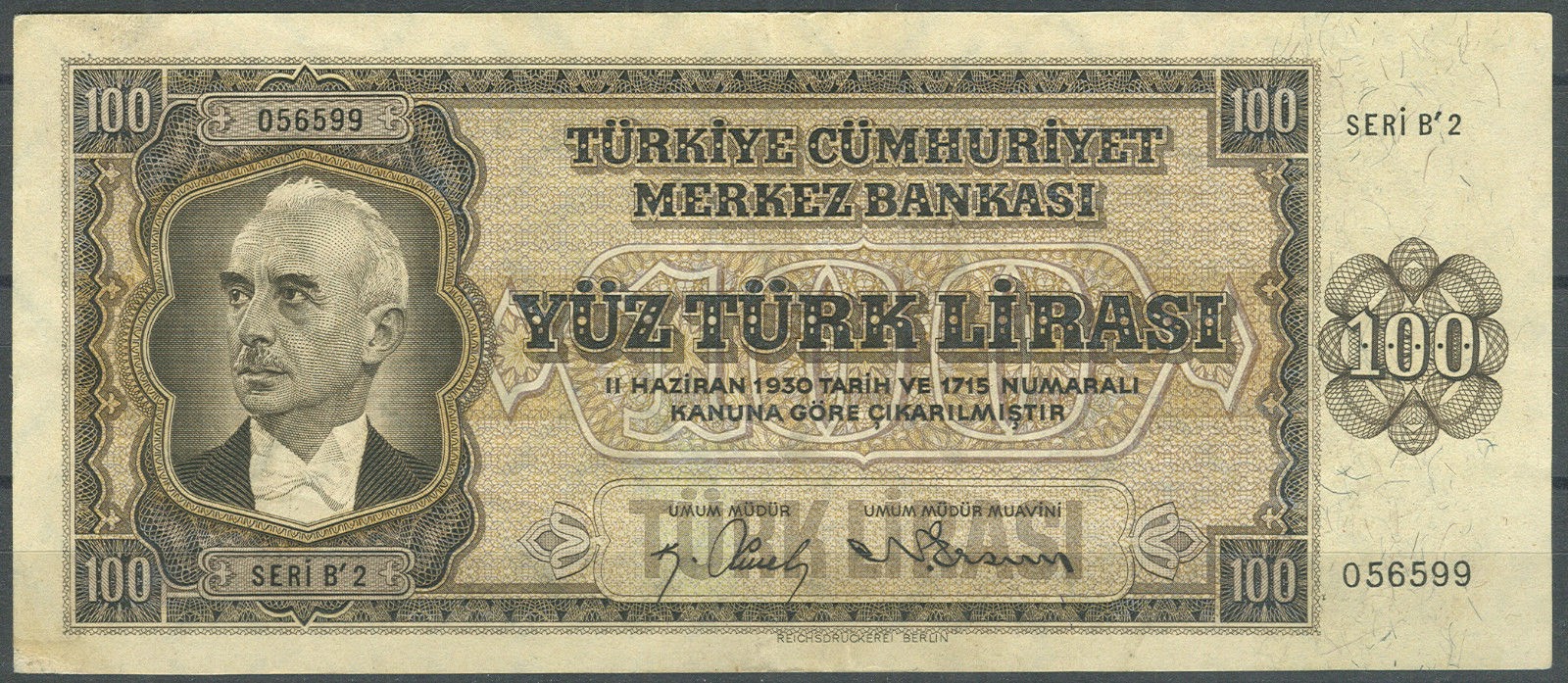 100 Turkish Lira note 1930 İsmet İnönü|World Banknotes & Coins Pictures ...