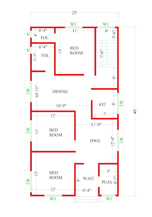 25 by 48 ground floor plan