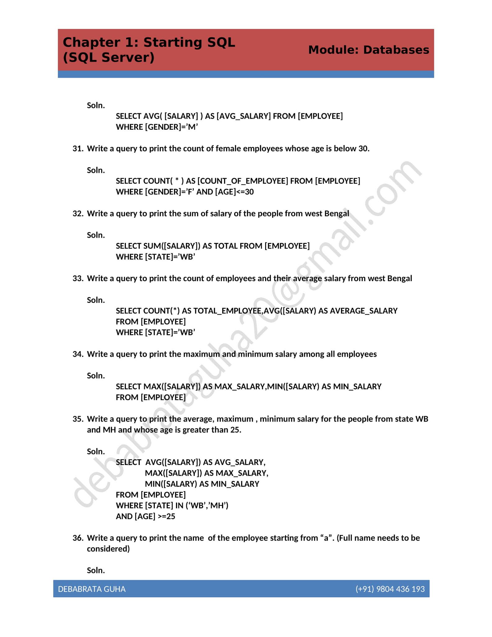 MS SQL SERVER SOLUTION (Chapter 1 ) : Starting SQL