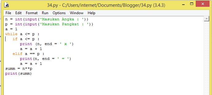 Menghitung Nilai Perpangkat Dalam Bahasa Pemograman Python