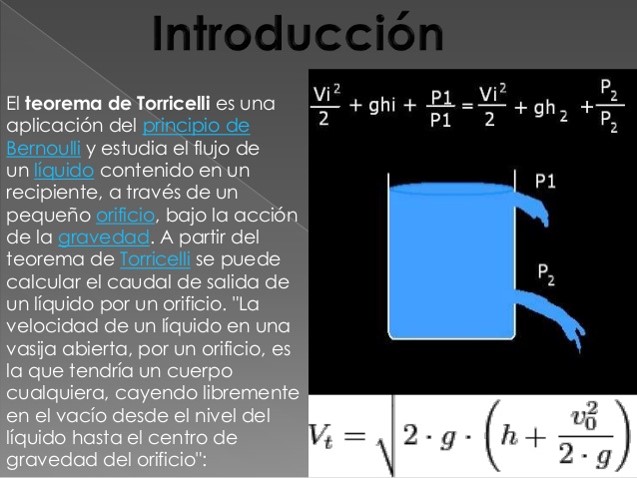 La Física en mi Vida y sus aplicaciones : TEOREMA DE TORRICELLI