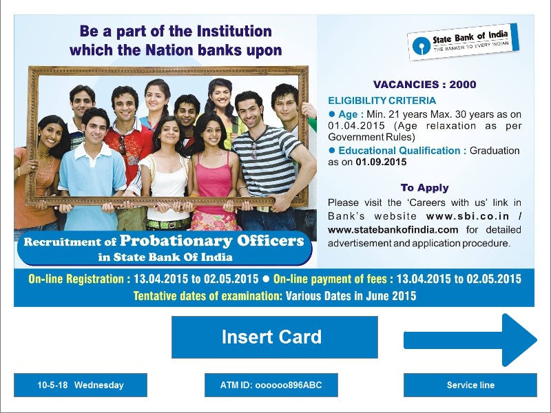 UI/UX Design for SBI ATM Display screen
