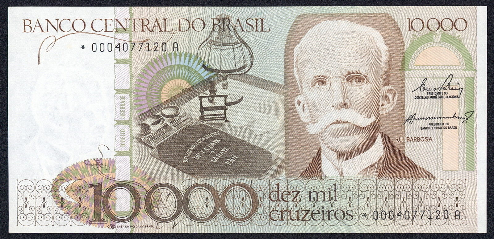 Brazil 10000 Cruzeiros banknote 1984 Rui Barbosa|World Banknotes ...