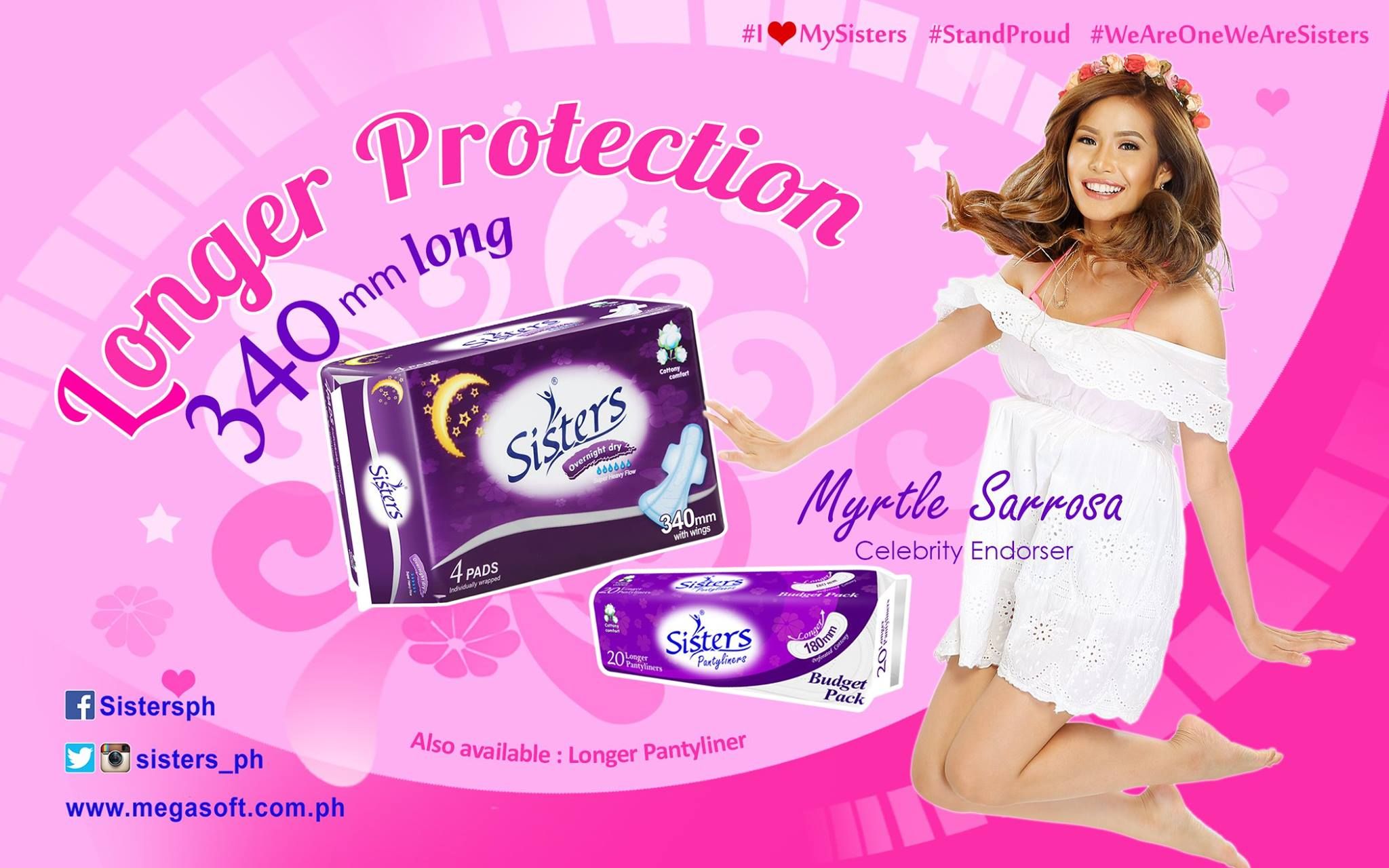 MYRTLE SARROSA RENEWS CONTRACT AS SISTERS SANITARY NAPKINS AND ...