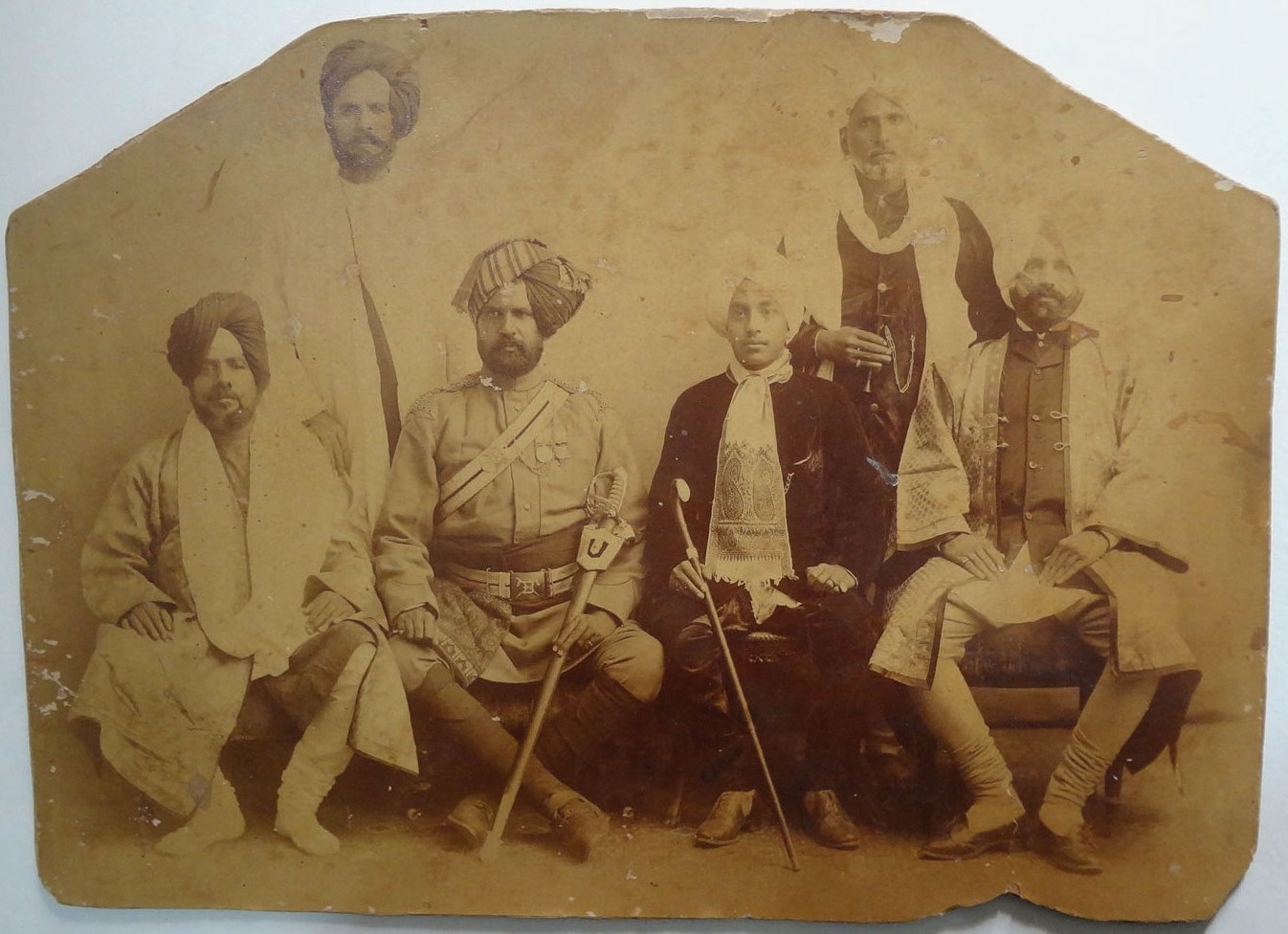 Sikh Prince with Group - 19th Century - Old Indian Photos