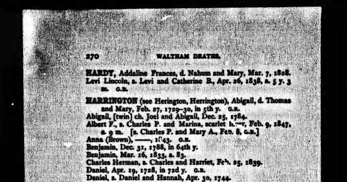 Genea-Musings: Treasure Chest Thursday -- 1736 Death Entry For Edward Harrington (1669-1736) of ...