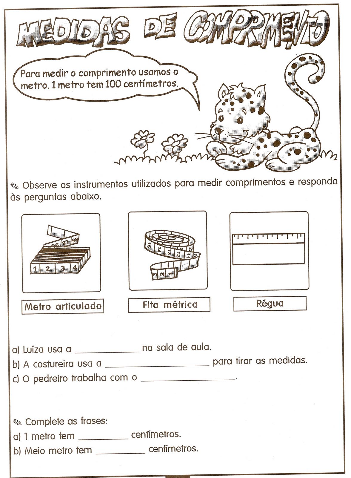 Blog Educação de Valor: Atividades Medidas de Comprimento - Metro