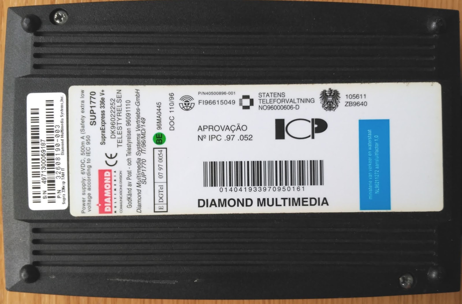 Retro Ordenadores Orty: Fax Módem Diamond Multimedia Supra Express 336 ...