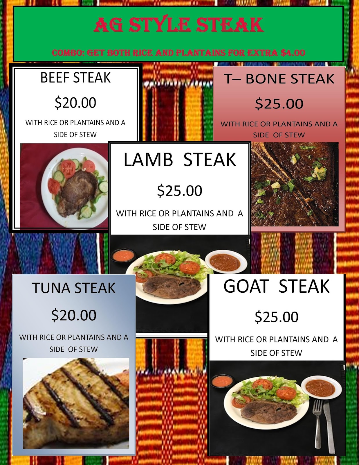Owner : african grill and bar: menu 2017