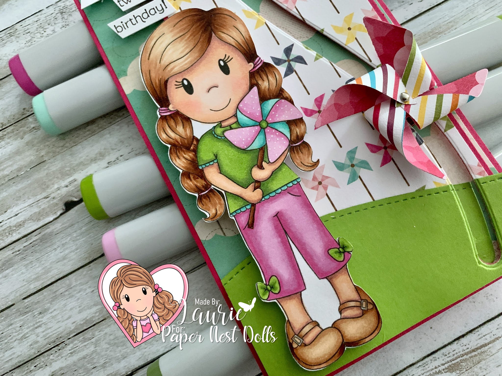 Paper Nest Dolls: Twirly-Whirly Birthday Card