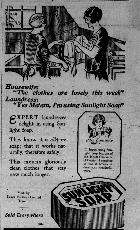 Pioneer & Vintage Advertisements: 1926 Sunlight soap advertisement