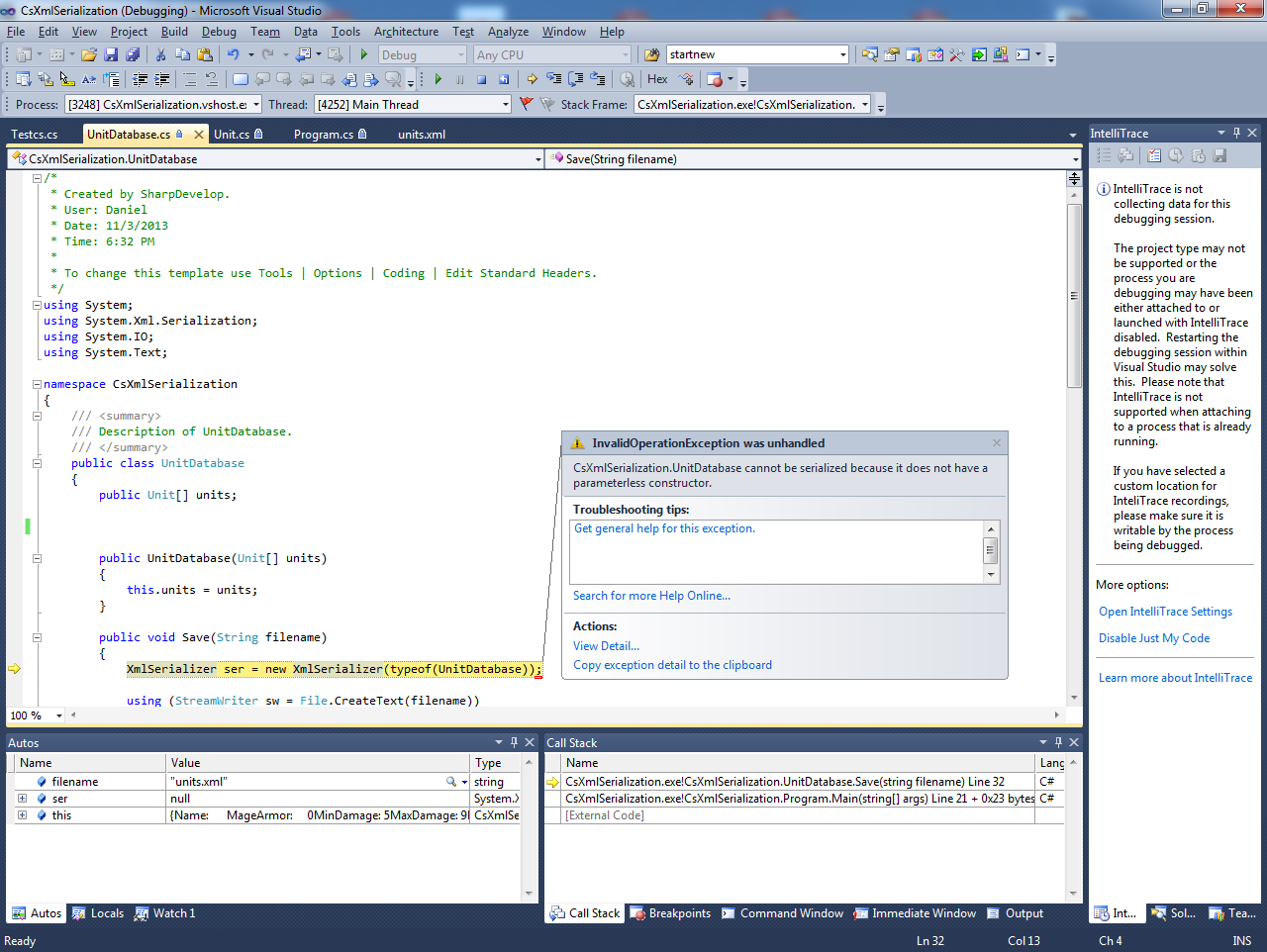 Programmer's Ranch: C#: XML Serialization Programmer's Ranch: C#: XML Serialization