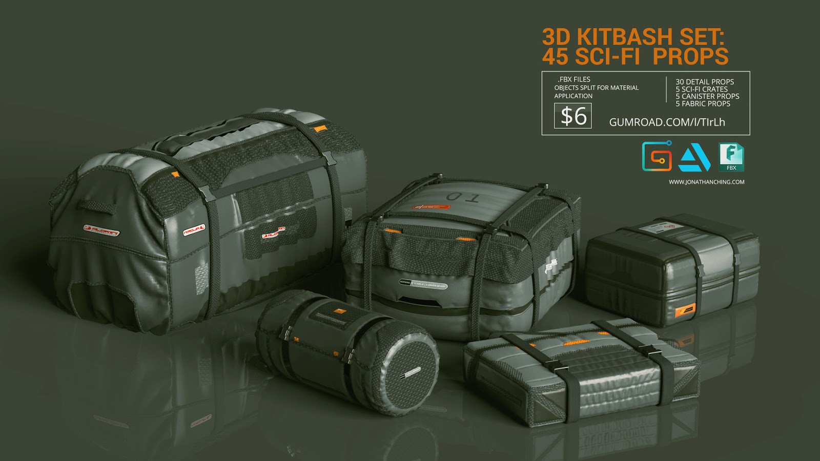 3D is my life: 3D Kitbash Set Vol 1 - 45 Sci-Fi Props