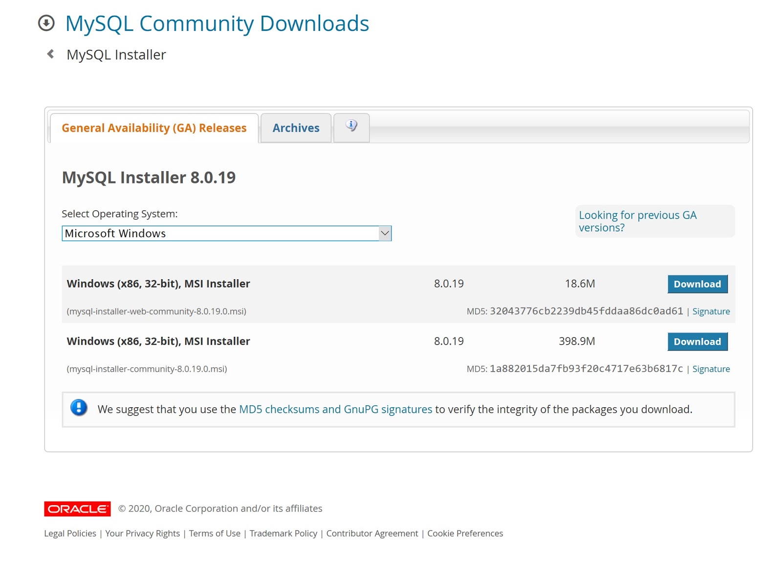 HodentekMSSS: What is the latest MySQL Version available?