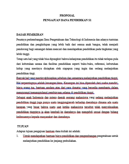 Contoh Proposal Pengajuan Dana Pendidikan Kuliah s1 - Pedoman Pendidikan