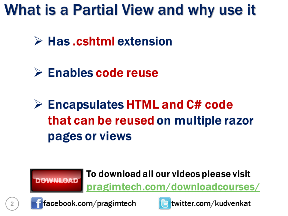 Sql server, .net and c# video tutorial: Partial views in asp.net core ...