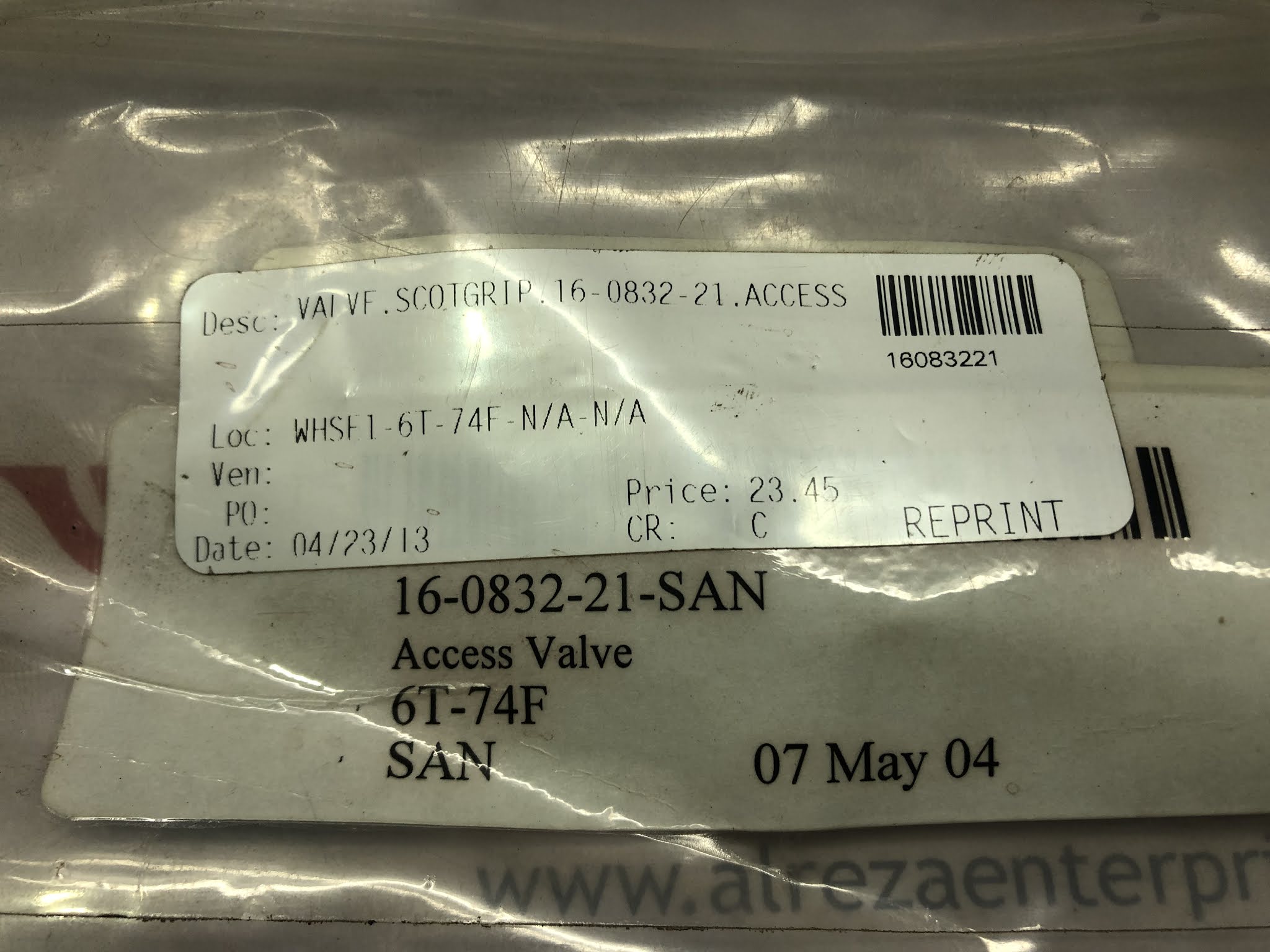 SCOTGRIP 16-0832-21 ACCESS VALVE