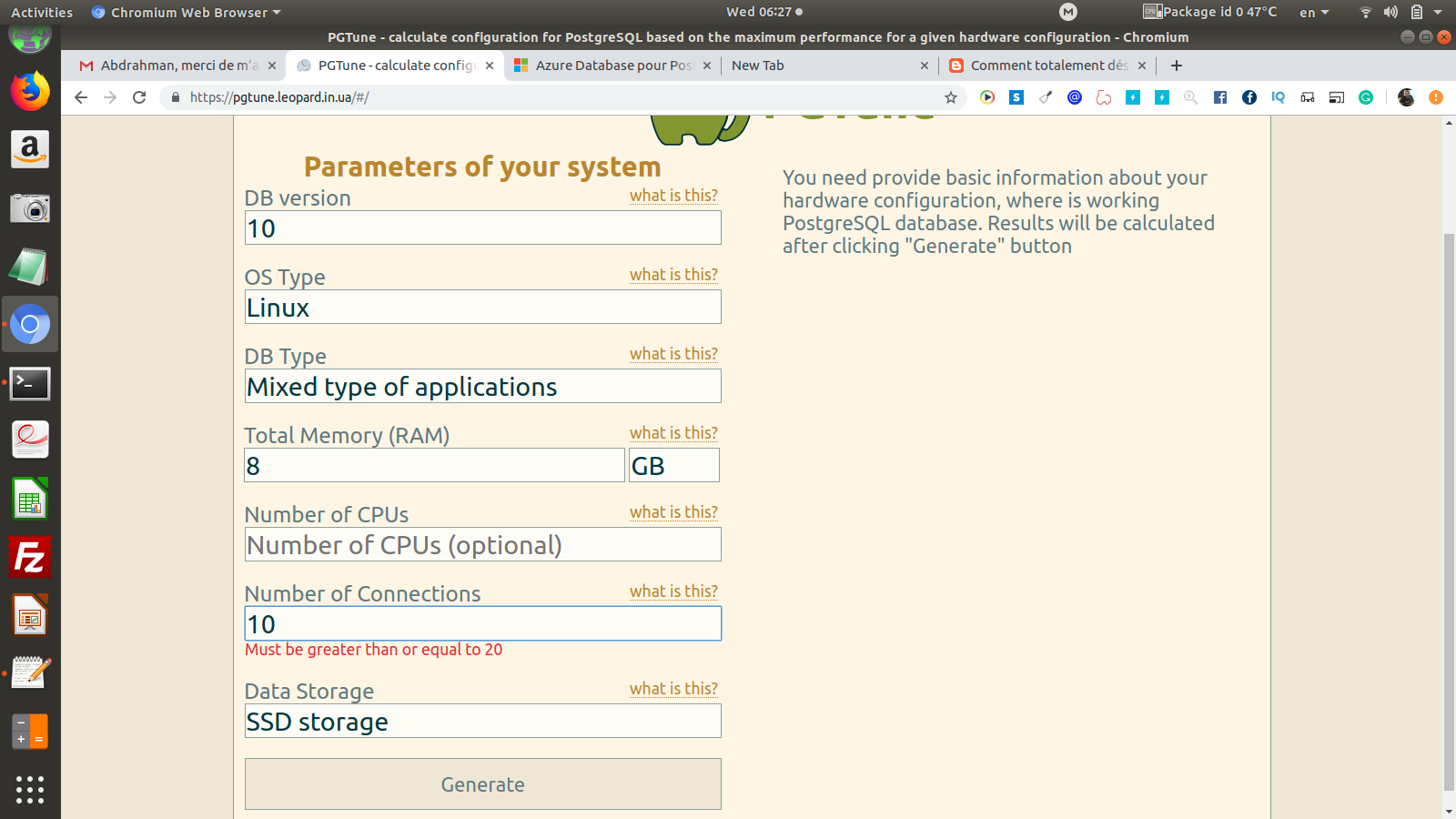 Optimisation de postgresql avec pgtune Optimisation de postgresql avec pgtune