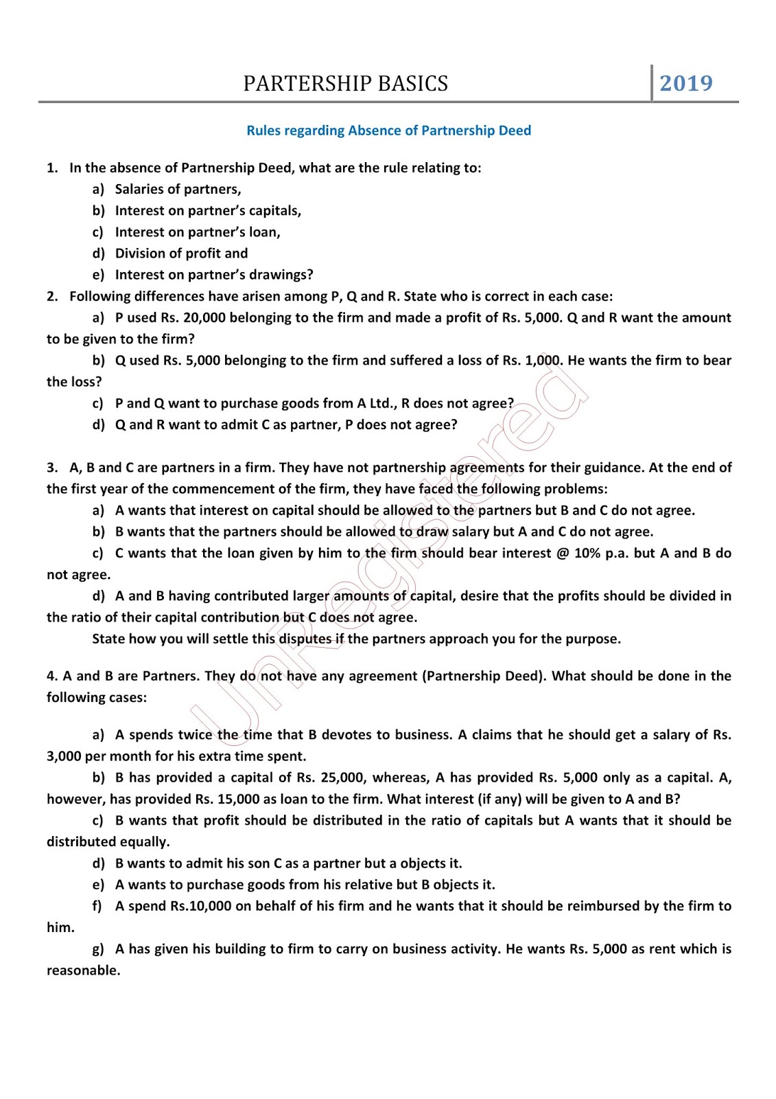 AHSEC - CLASS 12: PARTNERSHIP BASICS (P/L APPRO. AND CAPITAL ACCOUNT ...