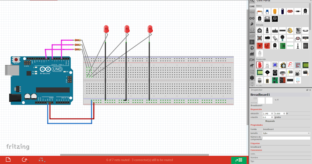 Multimedia semestre 4 Rafaela: 3 leds-Fritzing
