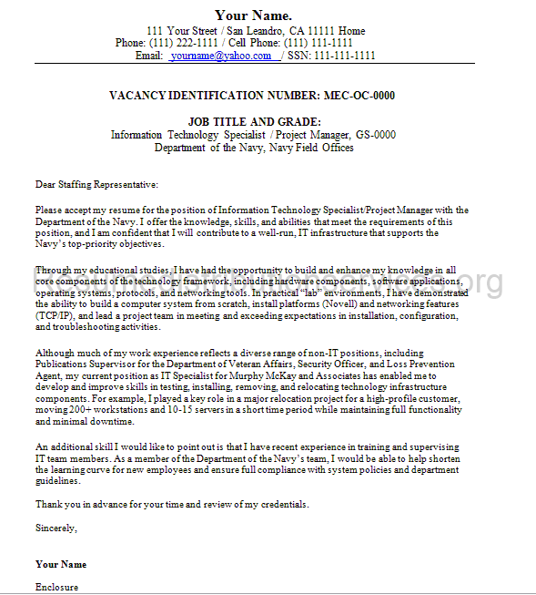 Federal Cover Letter Template ~ Resume Letter