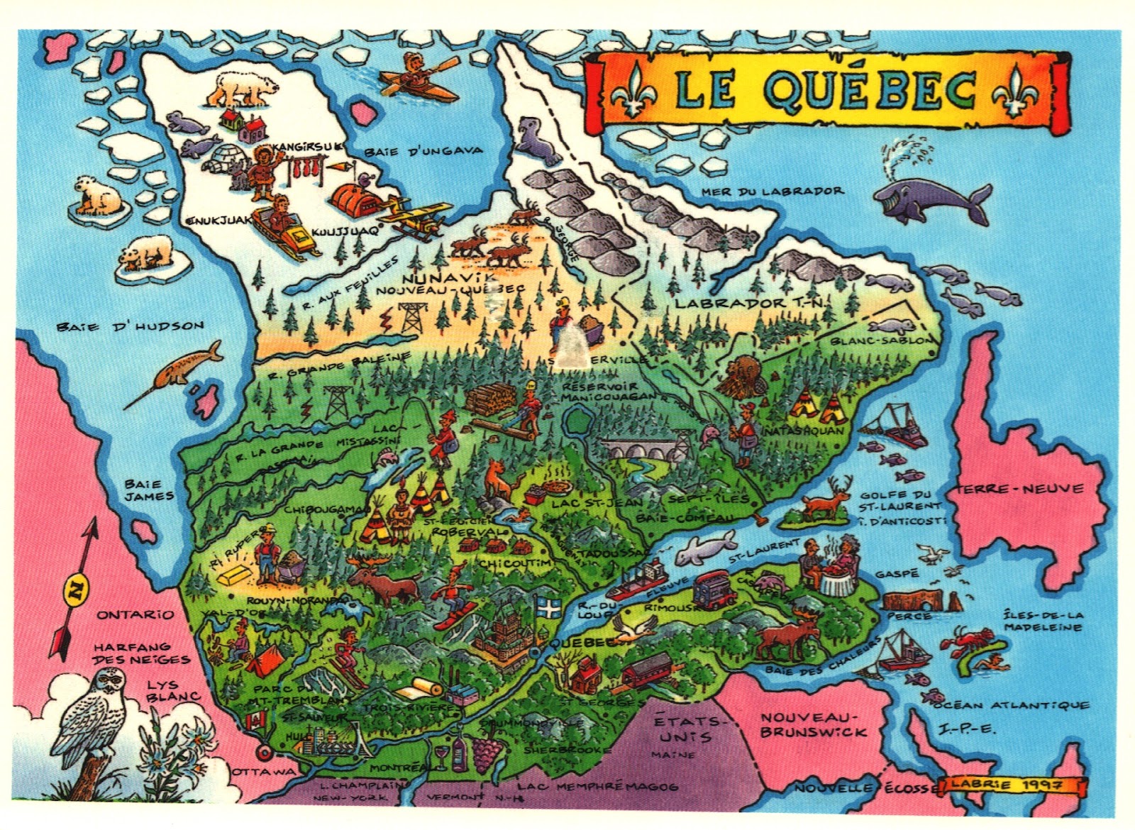 Postcards of the World: Maps of the world: Québec (Canada)