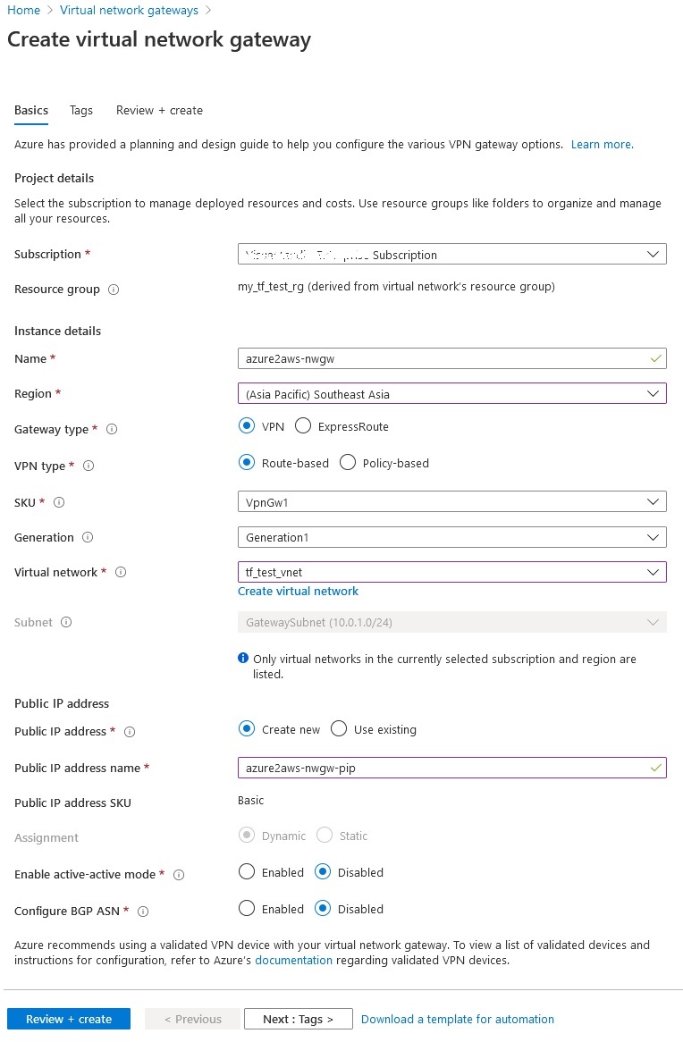 Connect AWS VPC and Azure VNET using native Site to Site VPN without ...