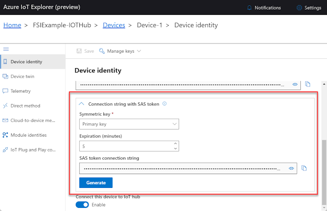 Azure IoT Hub - Generating the SAS Token connection string