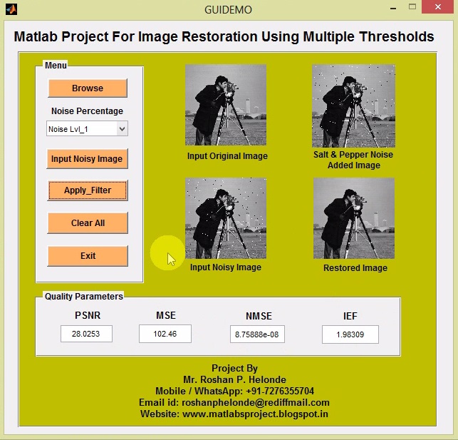 Image Restoration Using Multiple Thresholds Matlab Project with Source ...