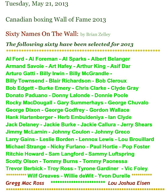 CANADIAN BOXING HISTORY: CANADIAN BOXING NAMES: by Brian Zelley