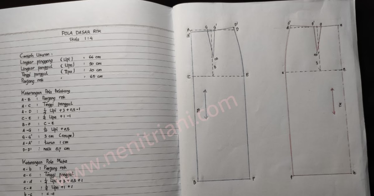 Membuat Pola Dasar Rok Dengan Menggunakan Skala 1:4 - Neni Triani