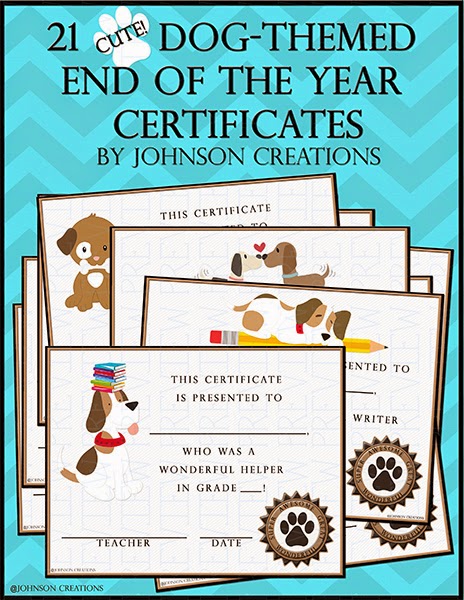 Johnson Creations: New! Dog-Themed End Of The Year Certificates!